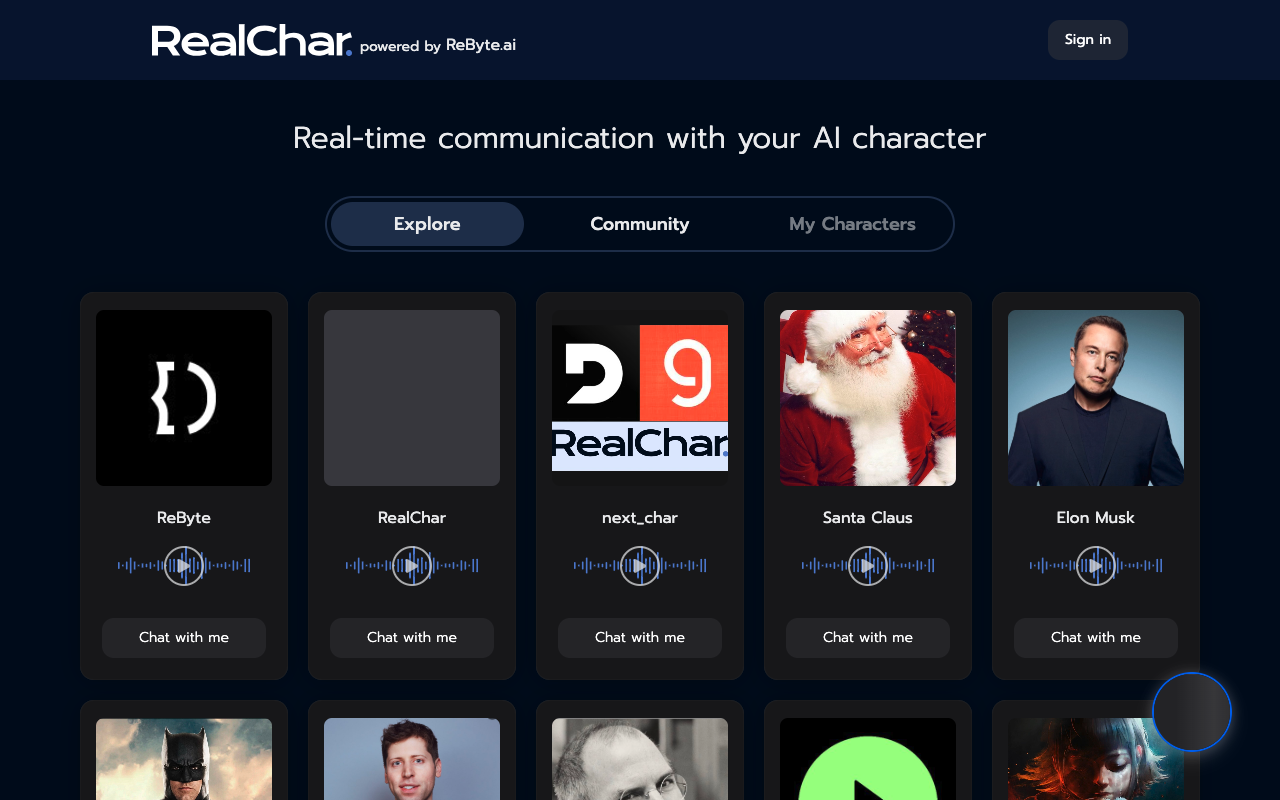 RealChar. - Your Realtime AI Character - AI导航 - 猫目
