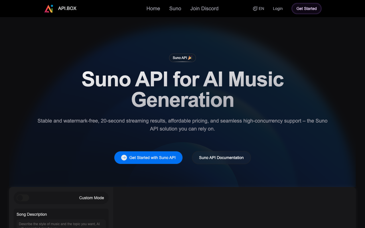 API.box: Suno API for AI Music Generation (Unofficial) - AI导航 - 猫目
